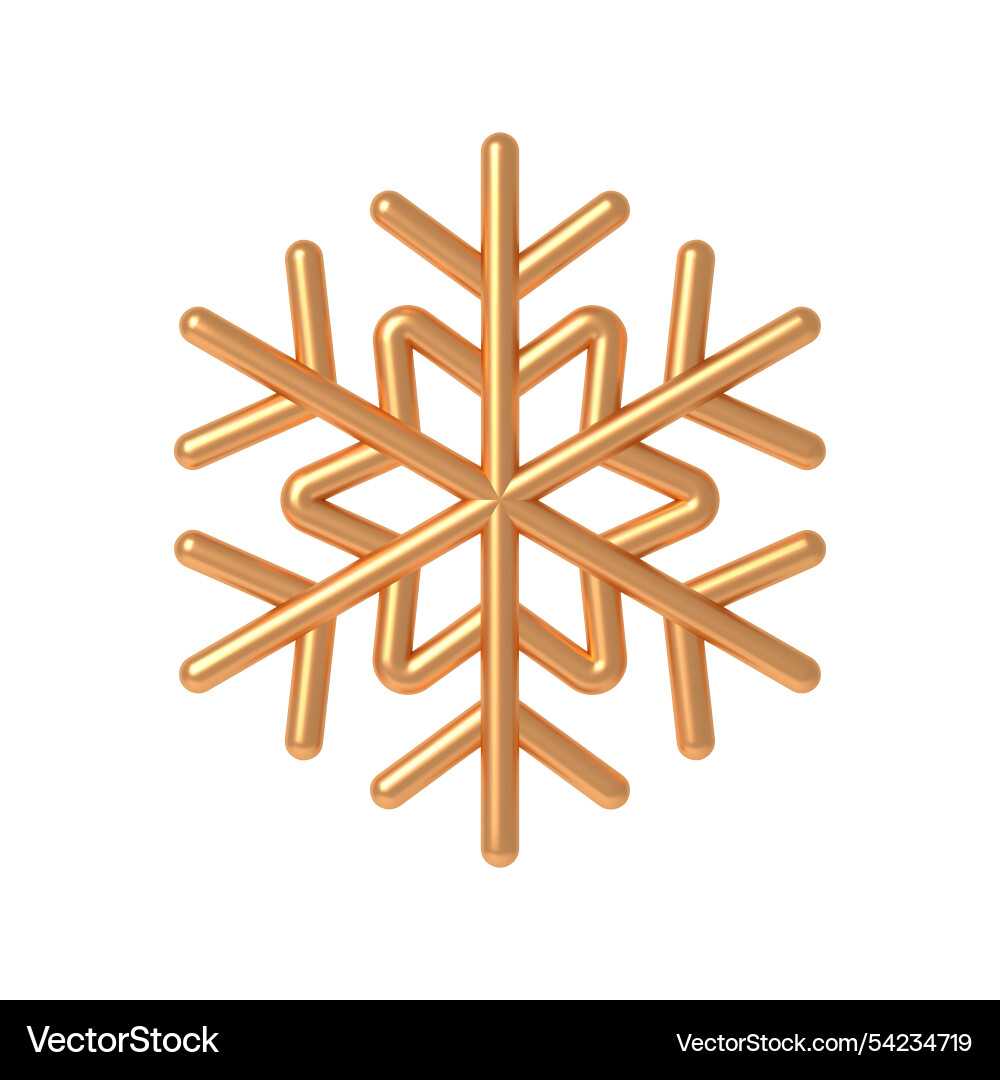 Gold metal snowflake Royalty Free Vector Image