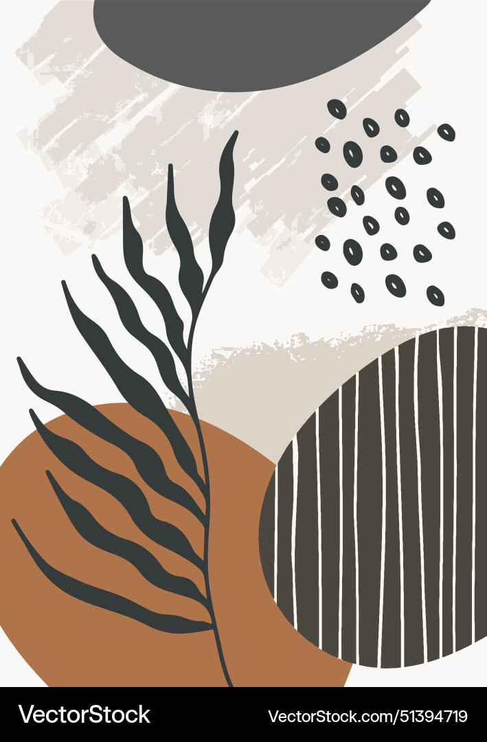 Hand drawn abstract wall art with a scandi style Vector Image