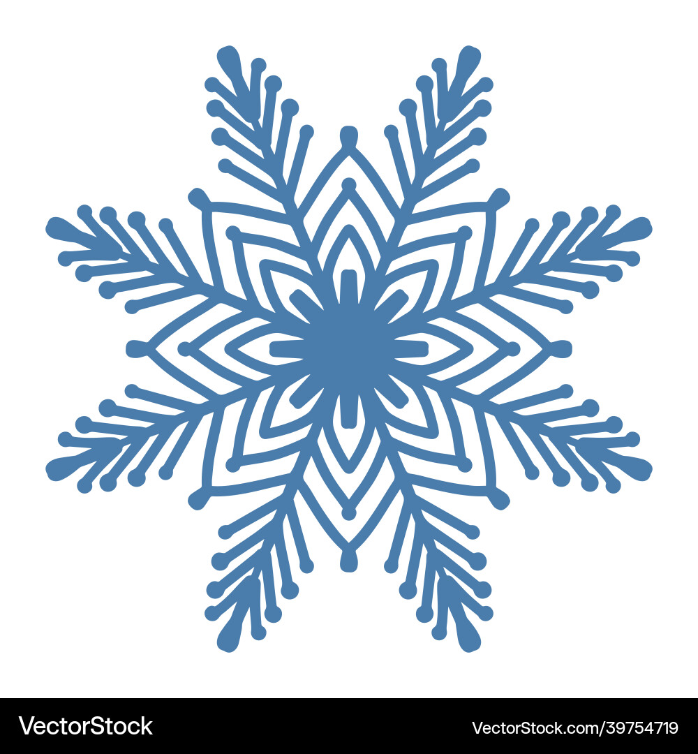 Hand drawn blue snowflake icon isolated on white Vector Image