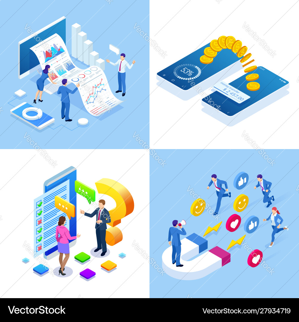 Isometric business concepts businessmen Royalty Free Vector