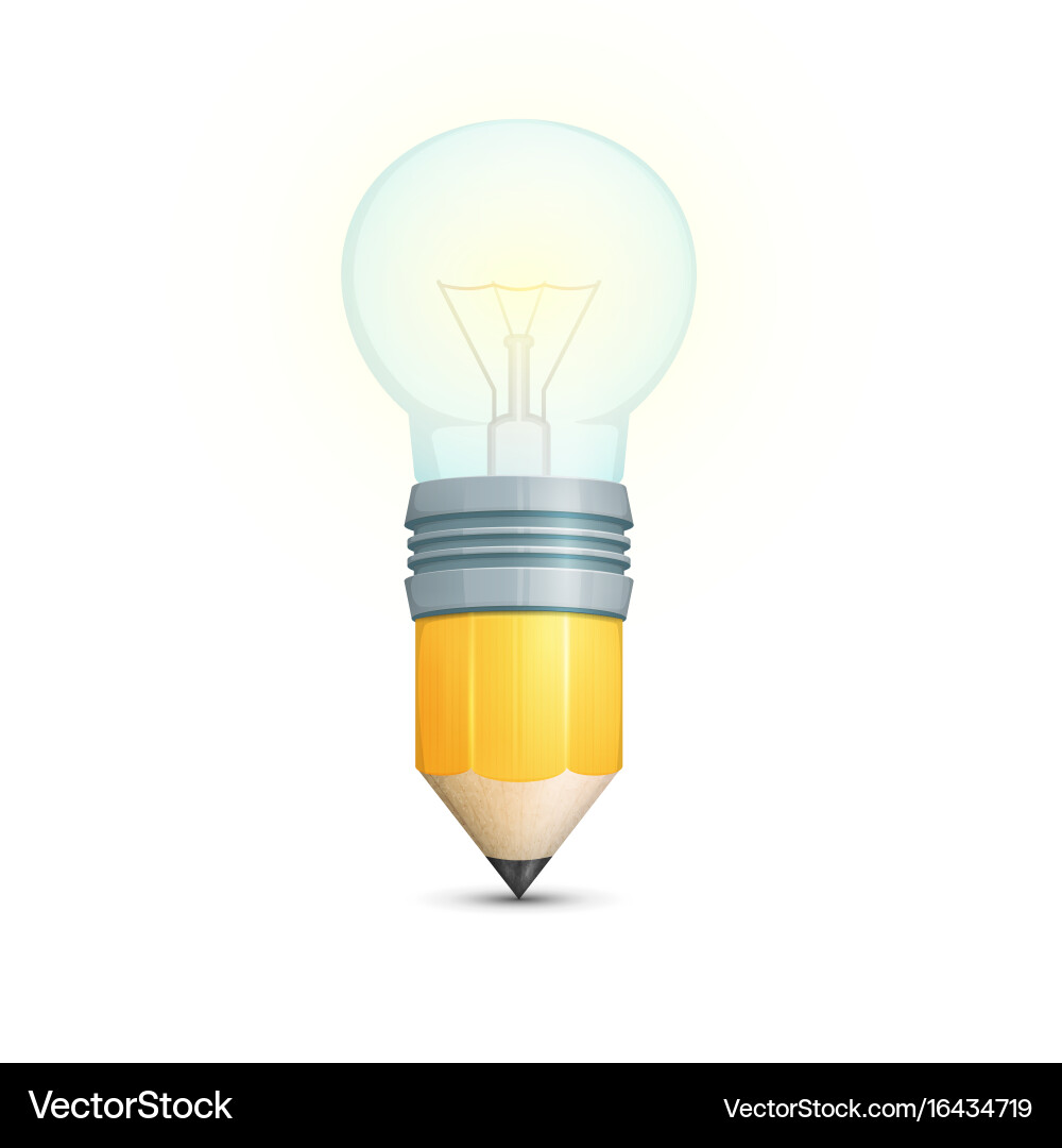 Pencil with light bulb Royalty Free Vector Image