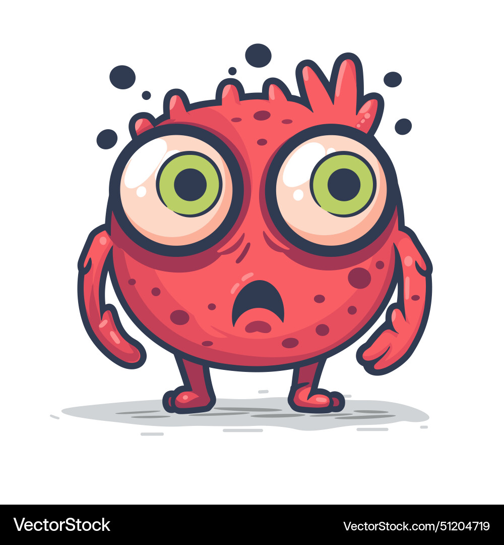 Red cartoon monster looking surprised alarmed Vector Image