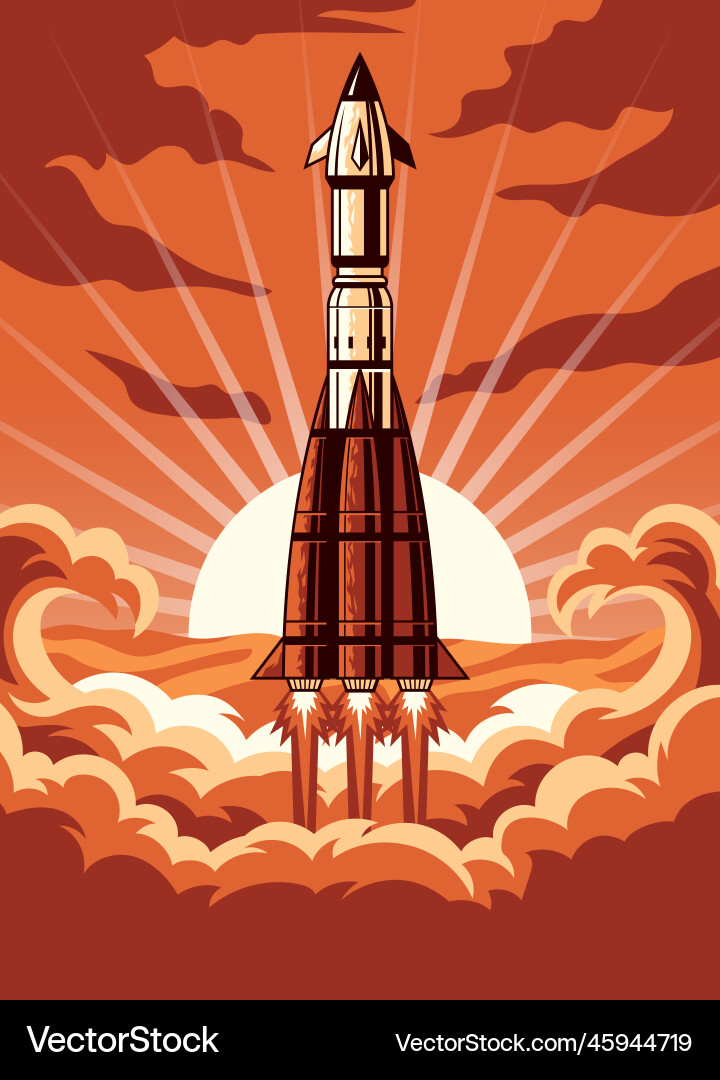 Space rocket ship launching Royalty Free Vector Image