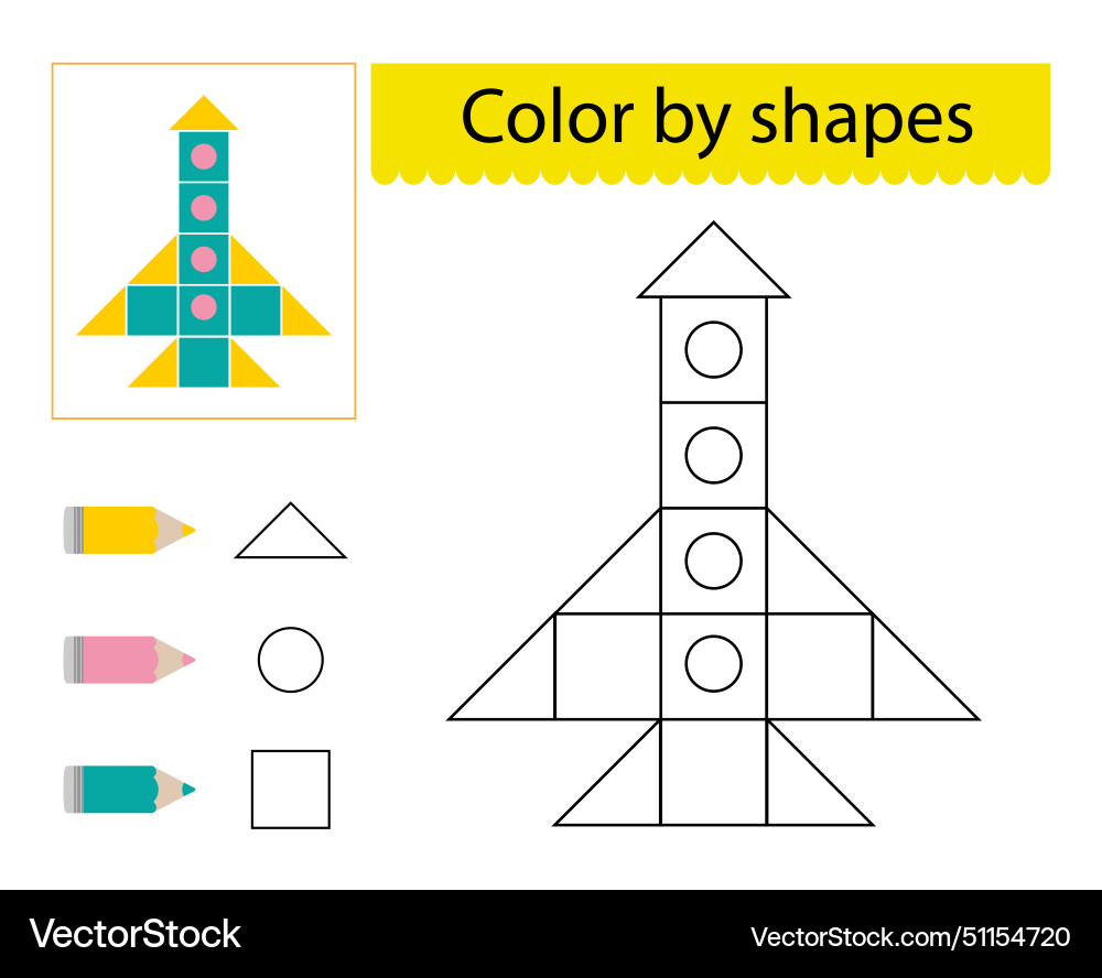 Coloring pages color by shapes for kids Royalty Free Vector