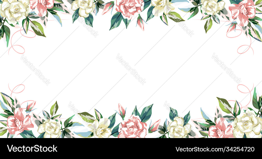 Floral Rose Frame - Cream & Pink Royalty Free Vector
