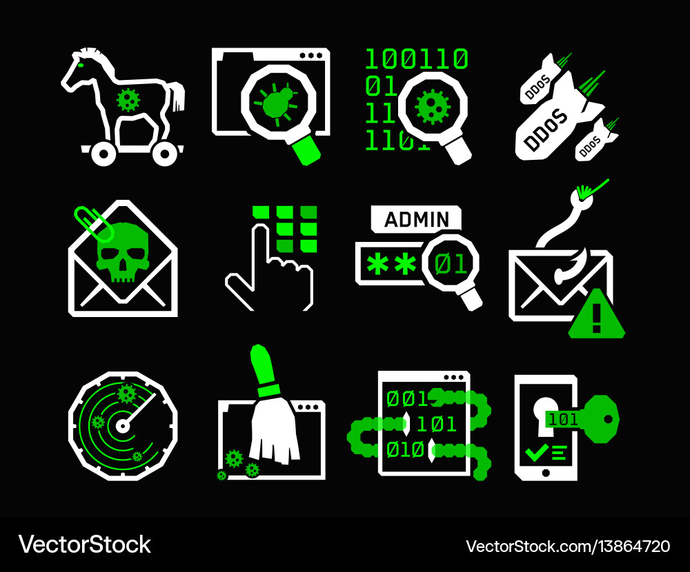 Hacking icons set Royalty Free Vector Image - VectorStock