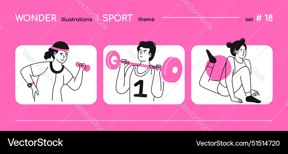 Sports and training - line design style Royalty Free Vector