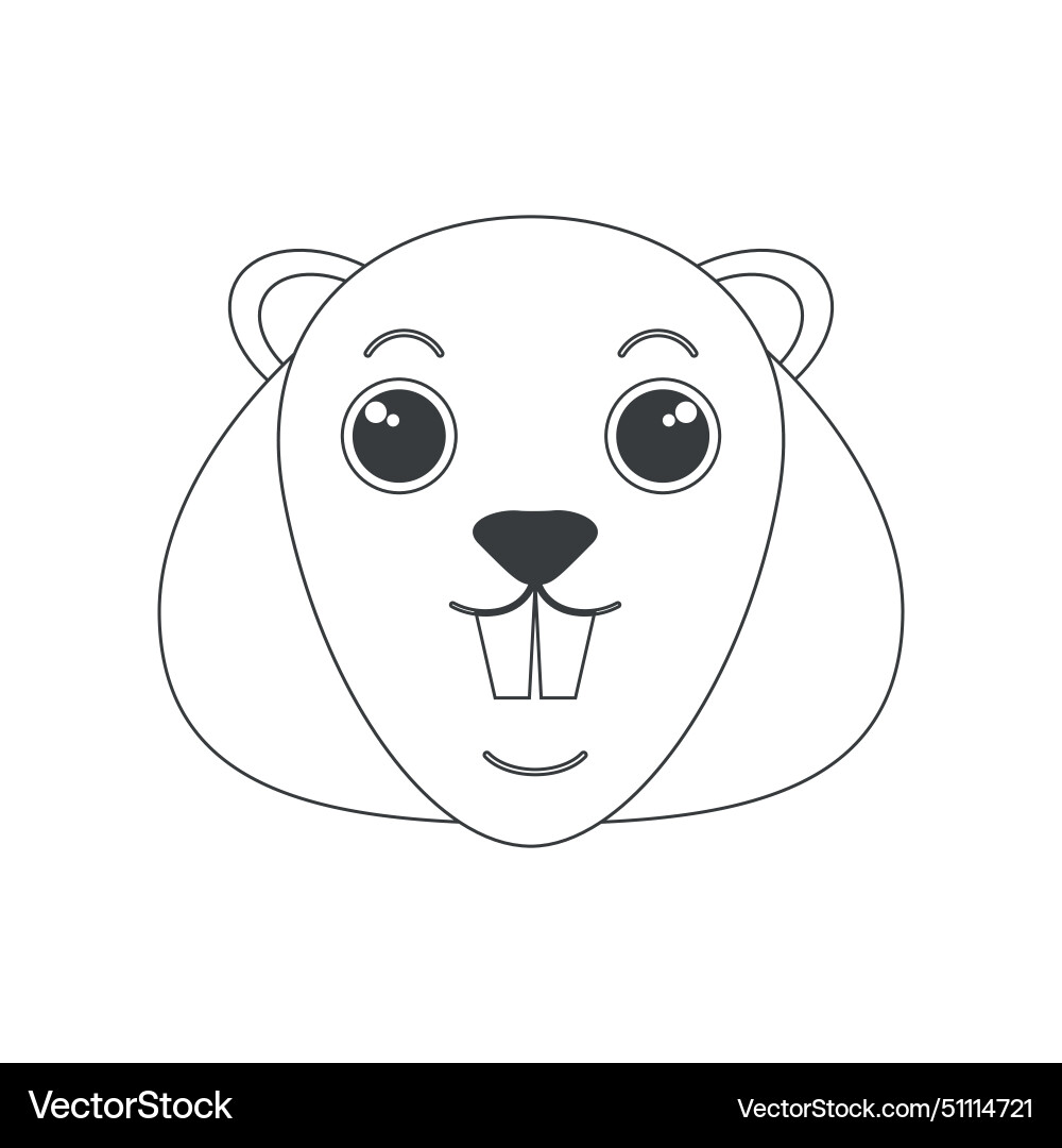 Cute beaver face with teeth and eyes animals head Vector Image