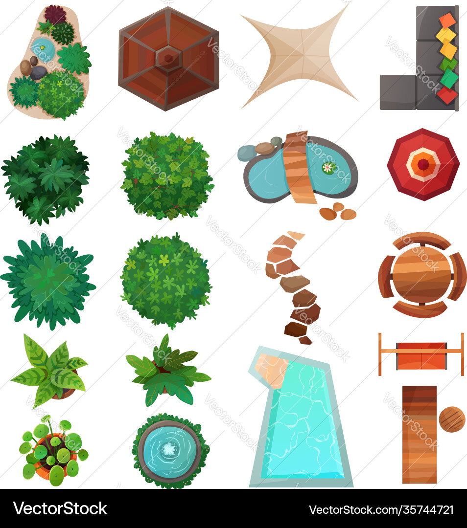 Landscape design top view set Royalty Free Vector Image