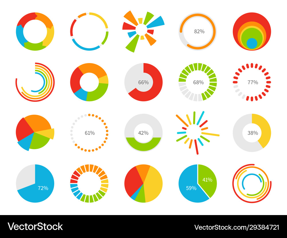Pie charts graphic segmentation information Vector Image