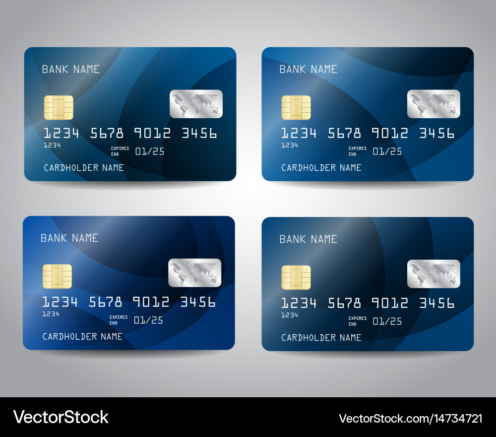 Realistic detailed credit cards set Royalty Free Vector