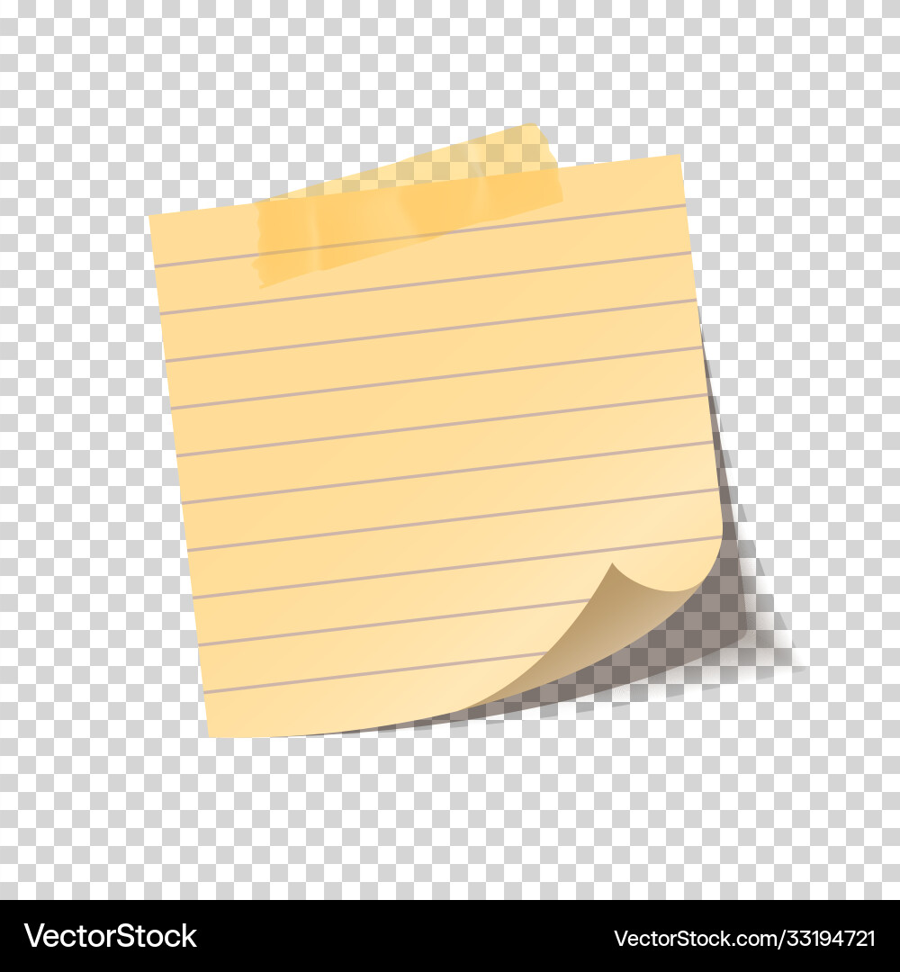 Realistic sticky note sheet blank lined paper Vector Image