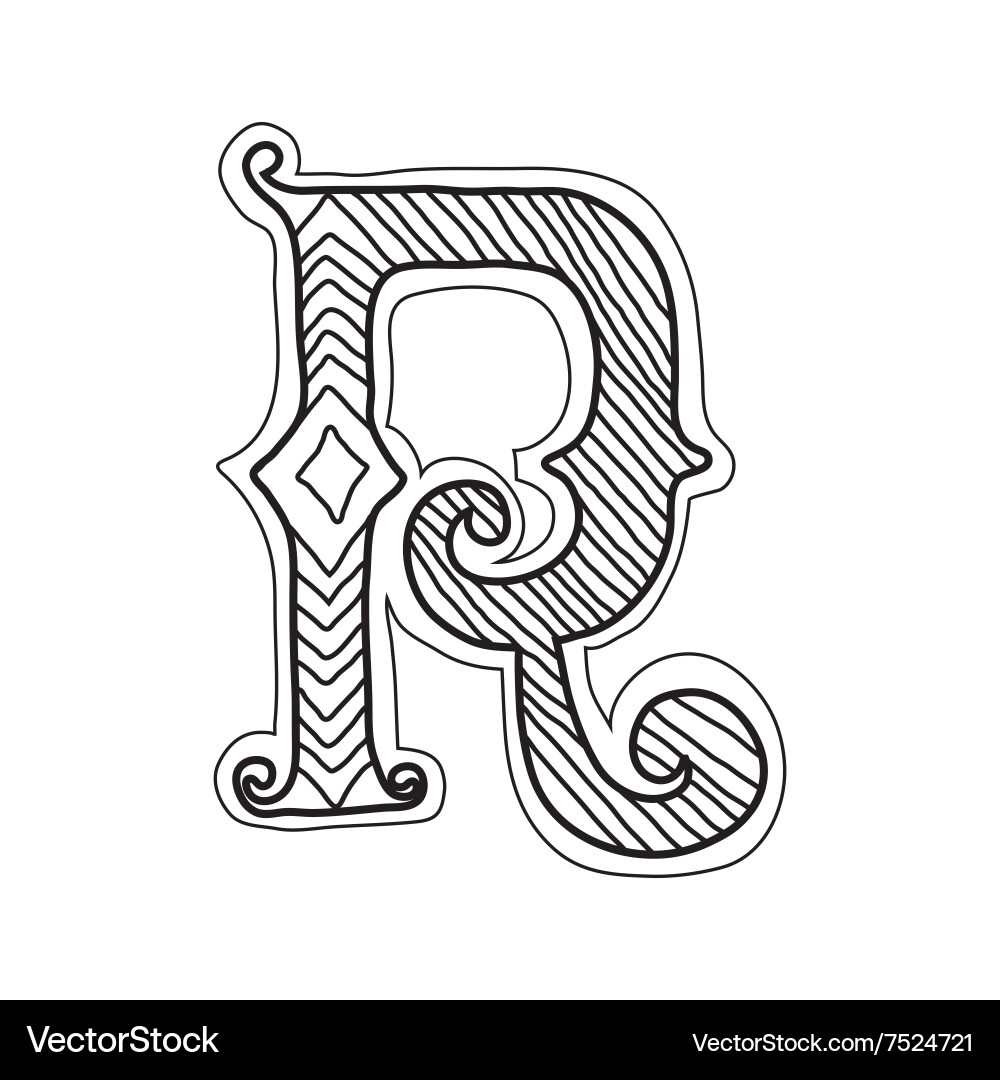 Vintage style letter r Royalty Free Vector Image