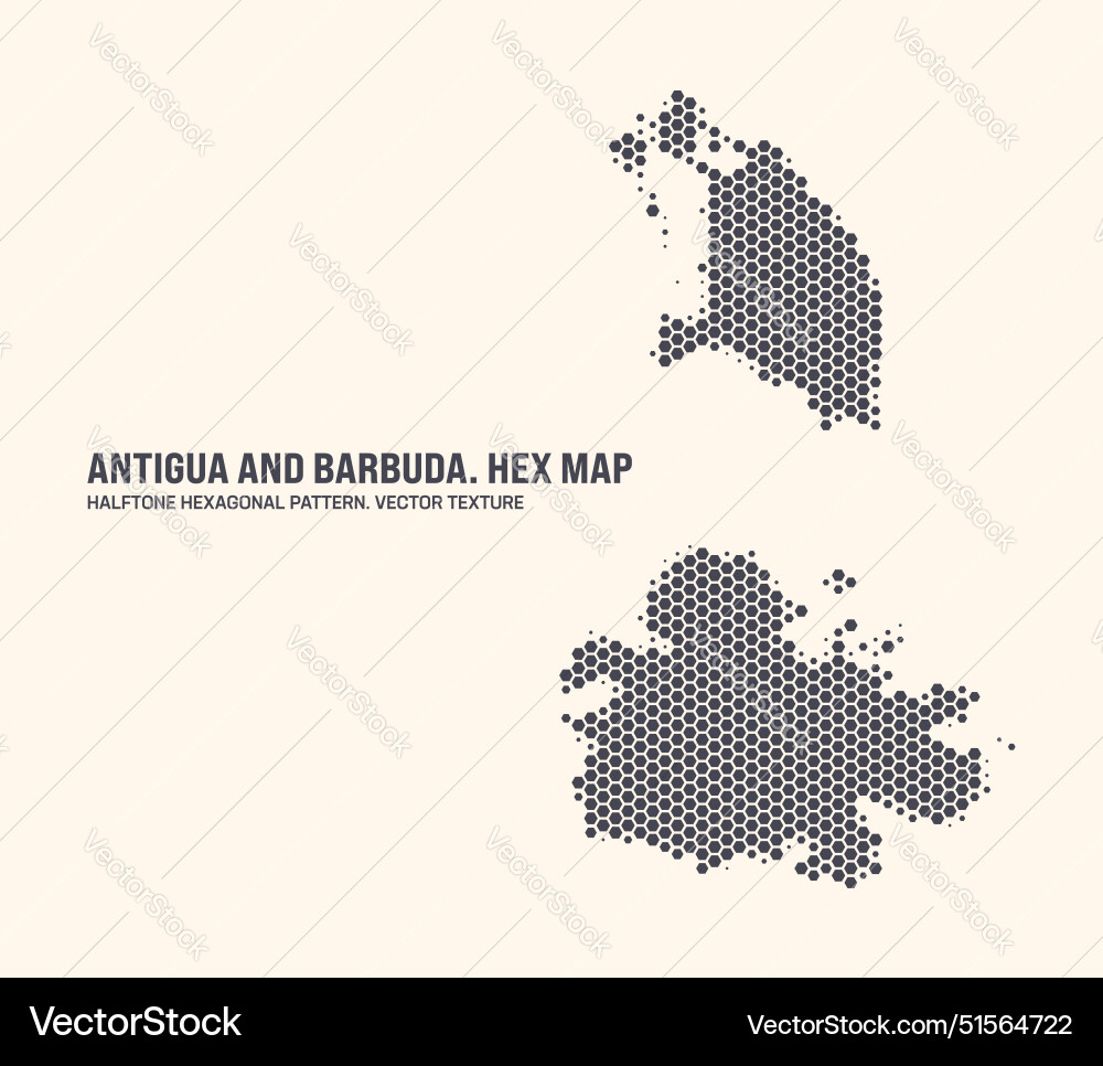 Antigua and barbuda map hexagonal halftone Vector Image