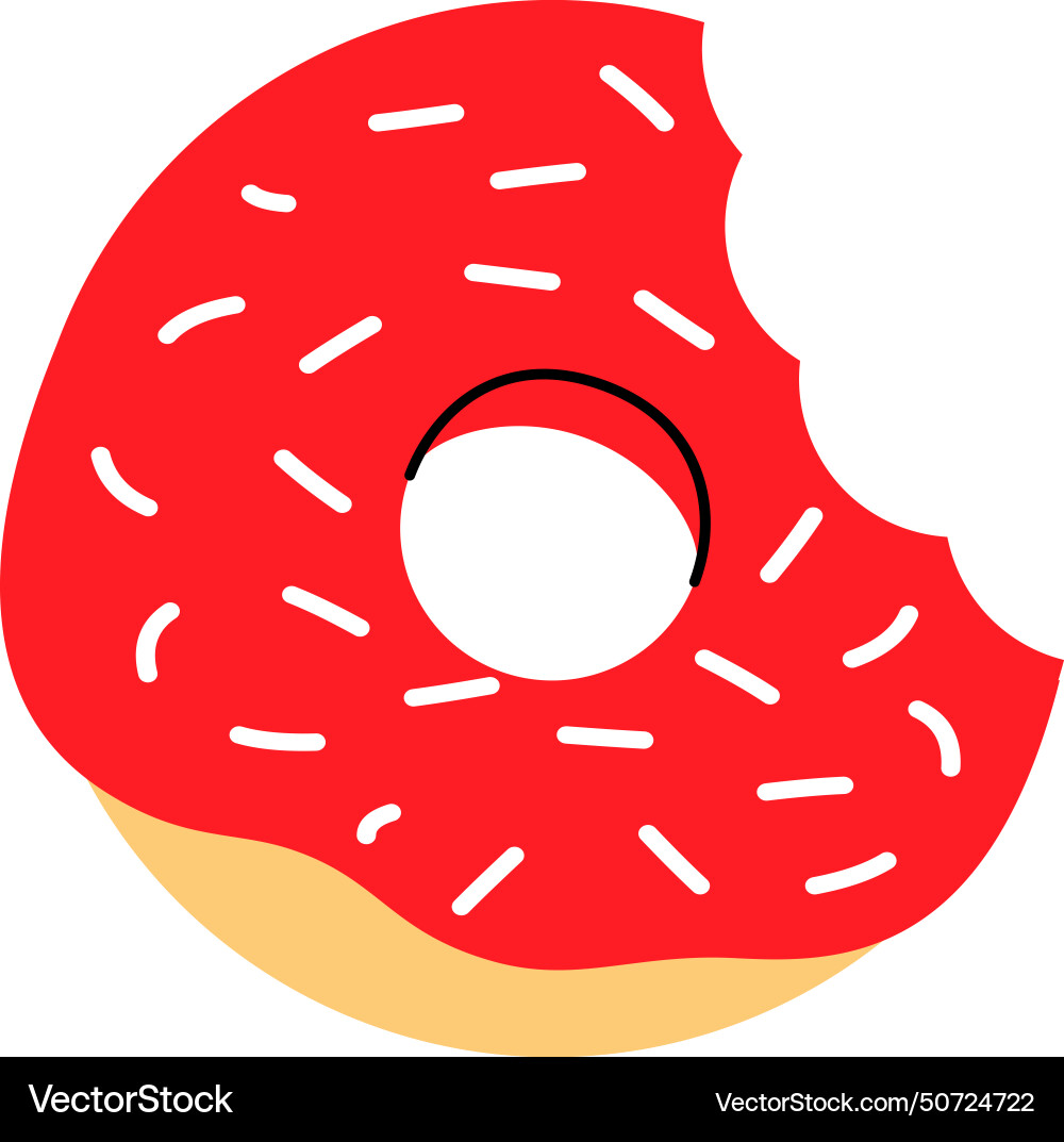 Bitten donut bakery sweet pastry food Royalty Free Vector