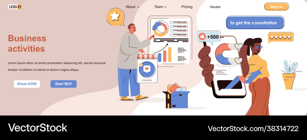 Business activities web concept new project Vector Image