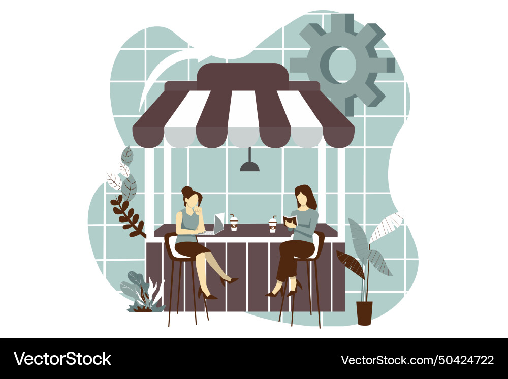 Coffee shop flat design Royalty Free Vector Image