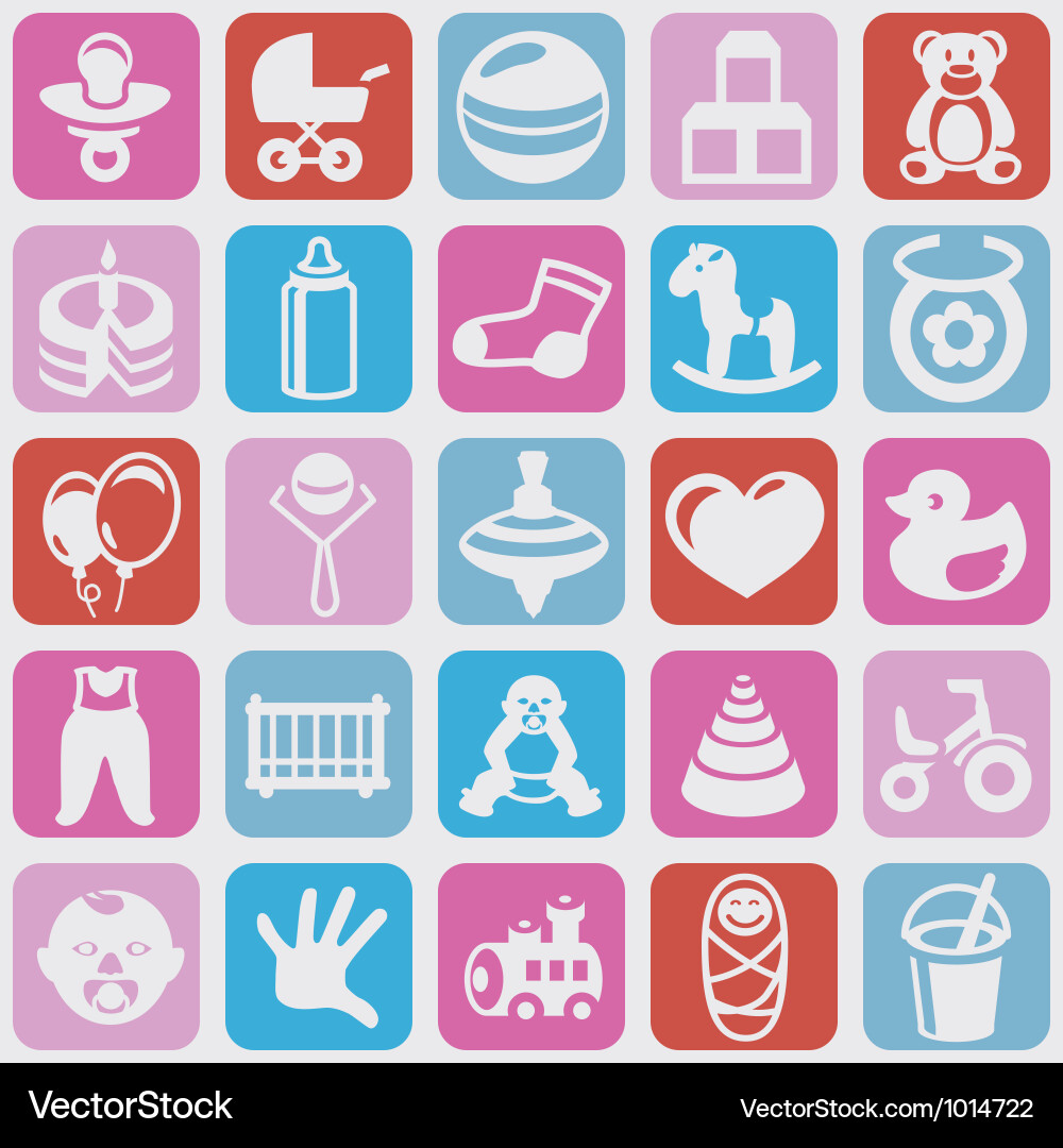 Colorful Kids Icon Pattern Royalty Free Vector Image