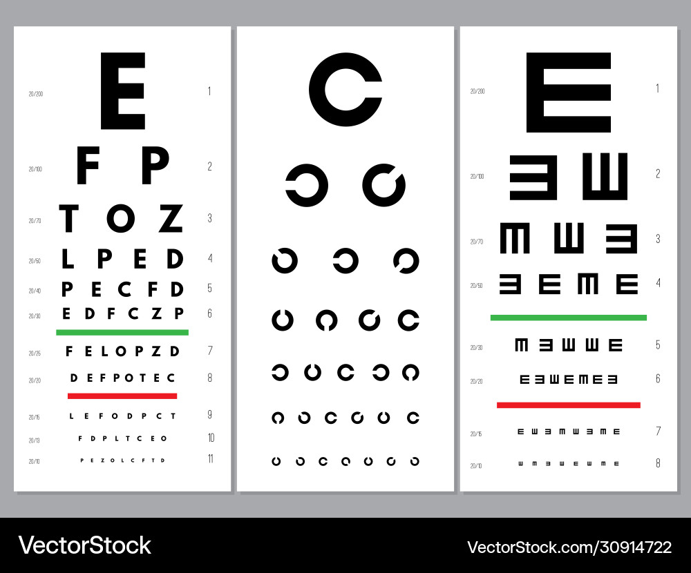 Eye Charts - Alphabet & Vision Test Royalty Free Vector