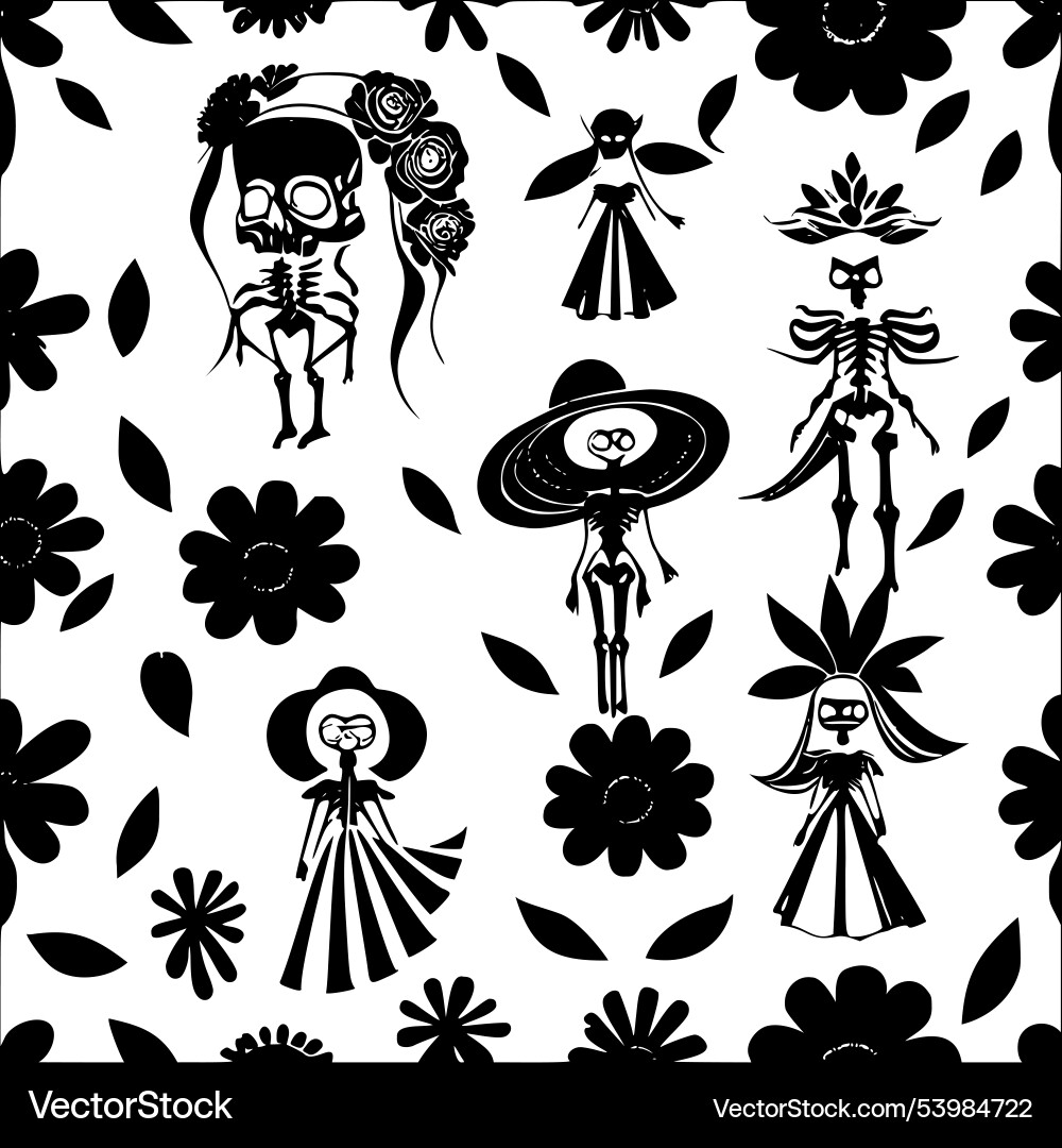 Female skeleton abstract pattern Royalty Free Vector Image