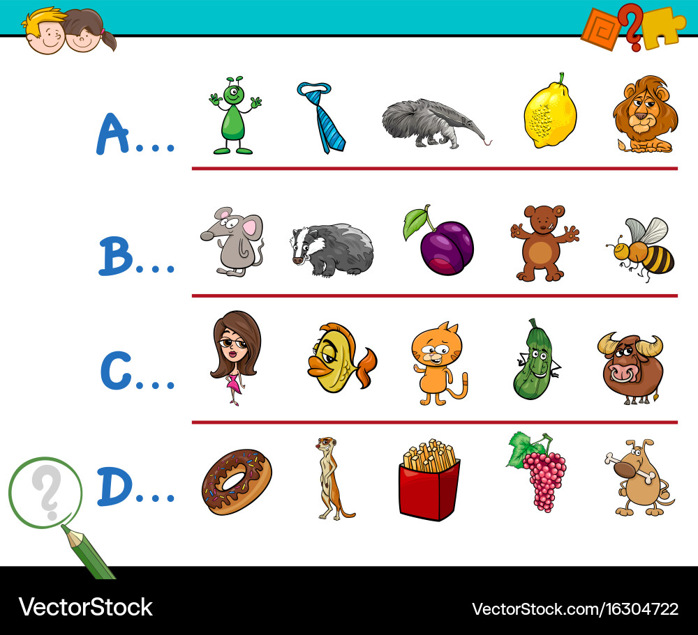 First letter of a word activity game Royalty Free Vector