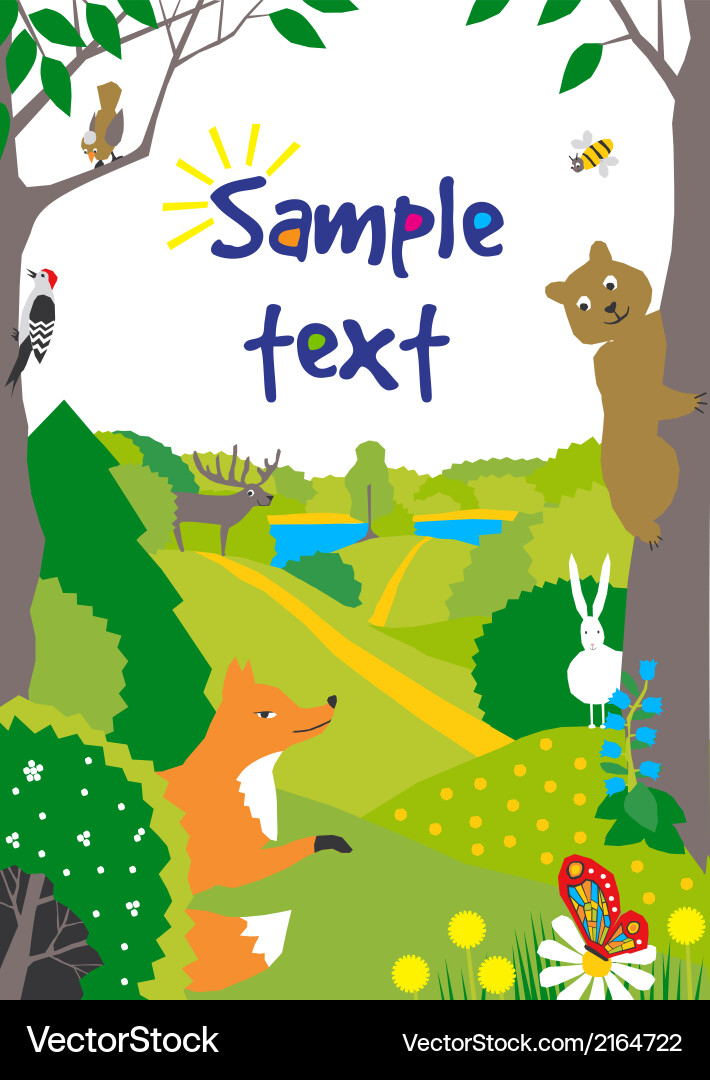 Landscape with wild animals Royalty Free Vector Image