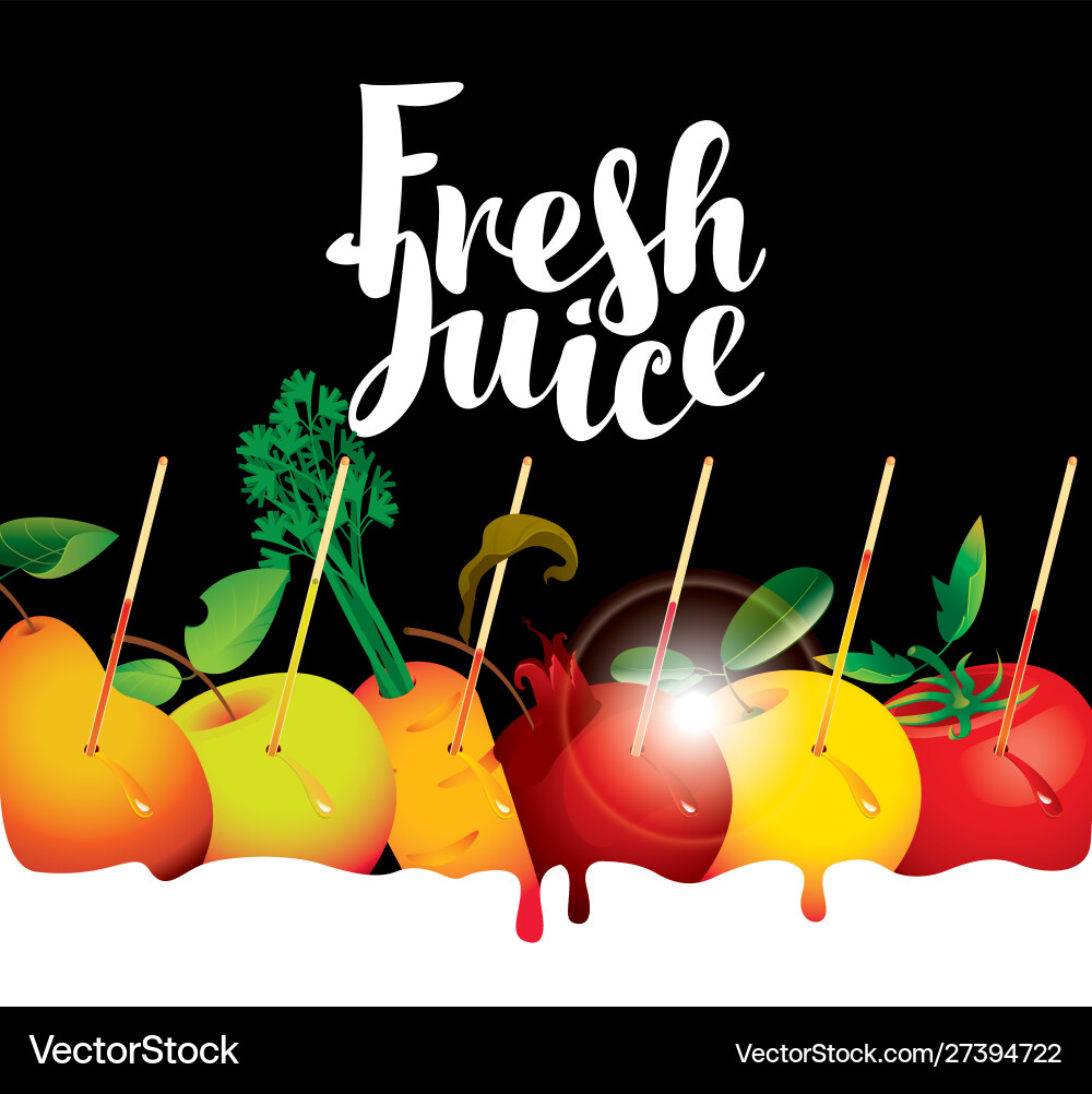 Menu for juice and fresh from various fruits Vector Image
