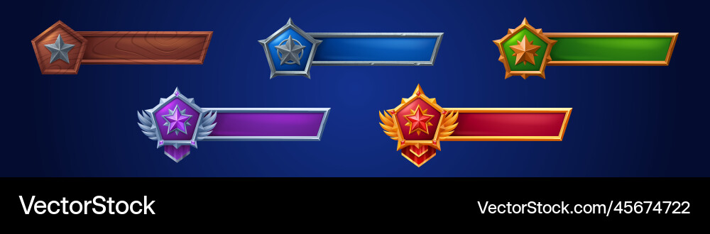 Military game rank buttons set on background Vector Image