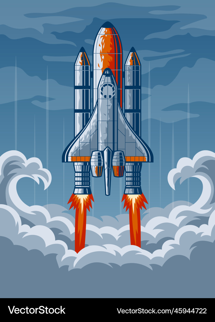 Space ship shuttle launch Royalty Free Vector Image