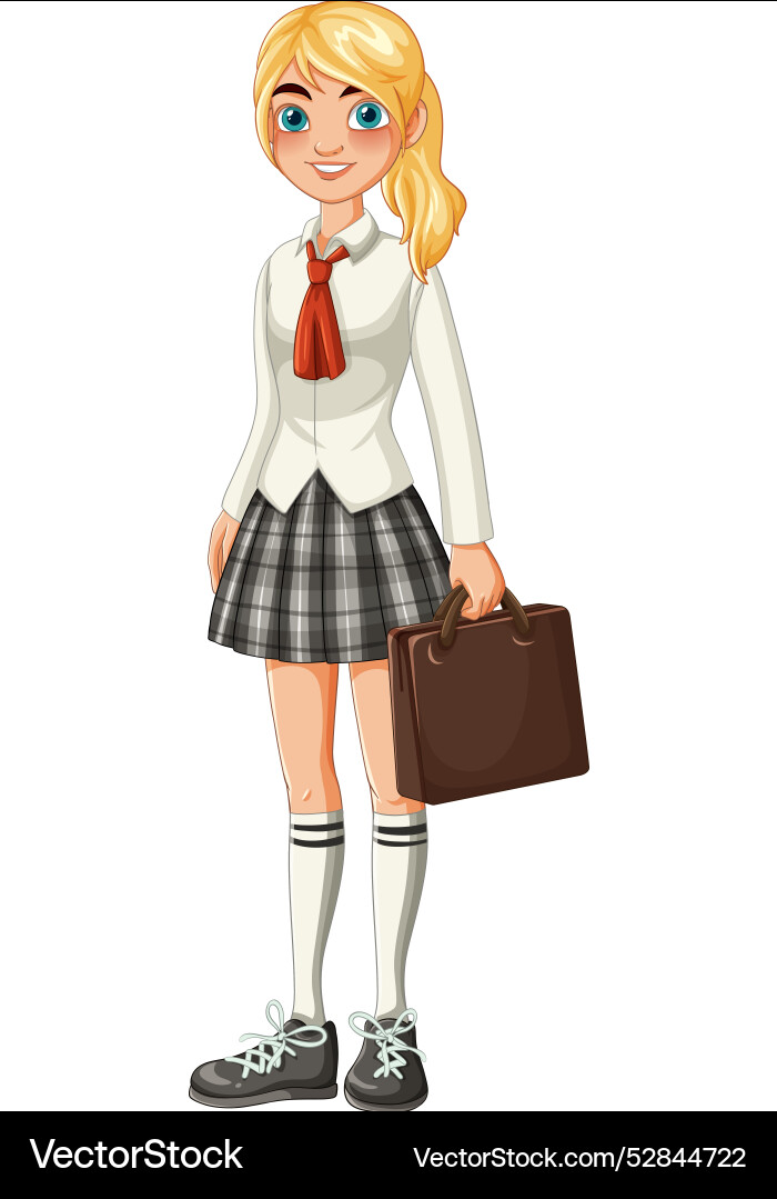 Student in uniform holding a briefcase Royalty Free Vector