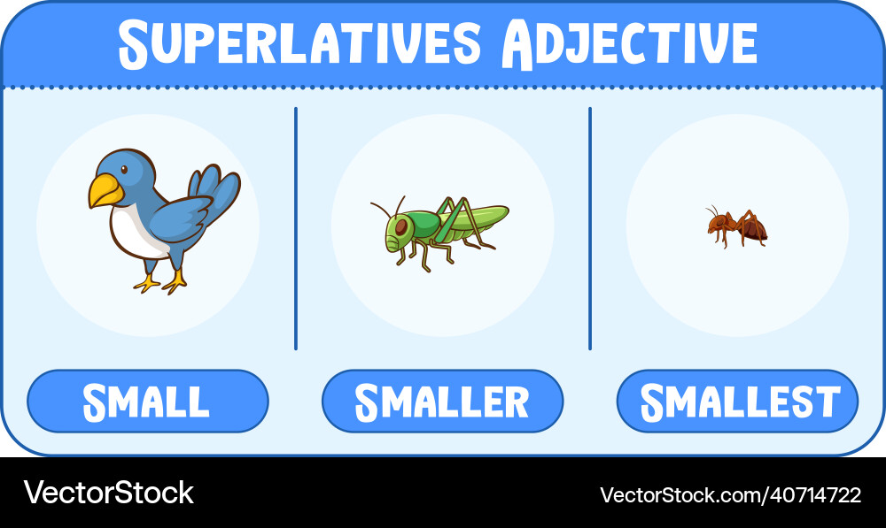 Superlatives adjectives for word small Royalty Free Vector