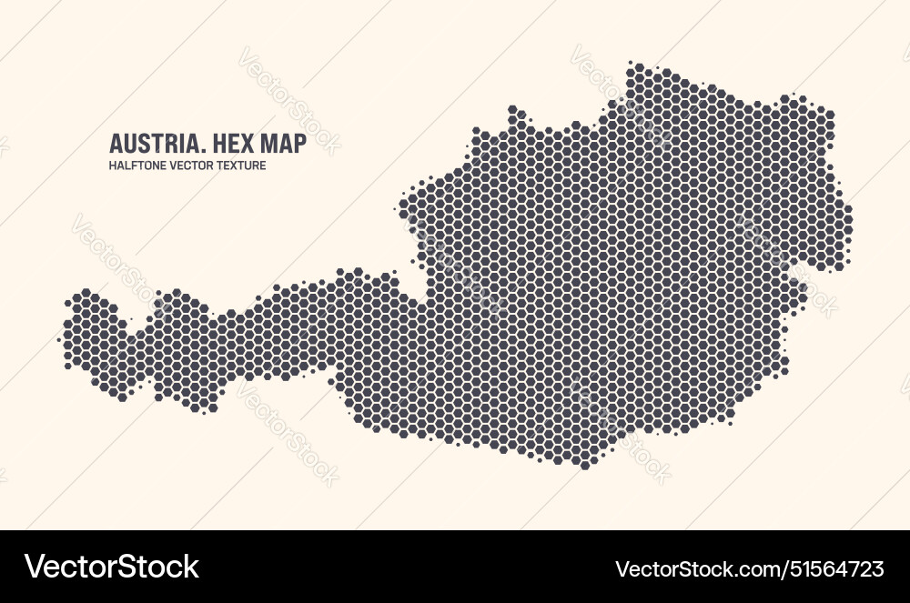 Austria map hexagonal half tone pattern isolated Vector Image
