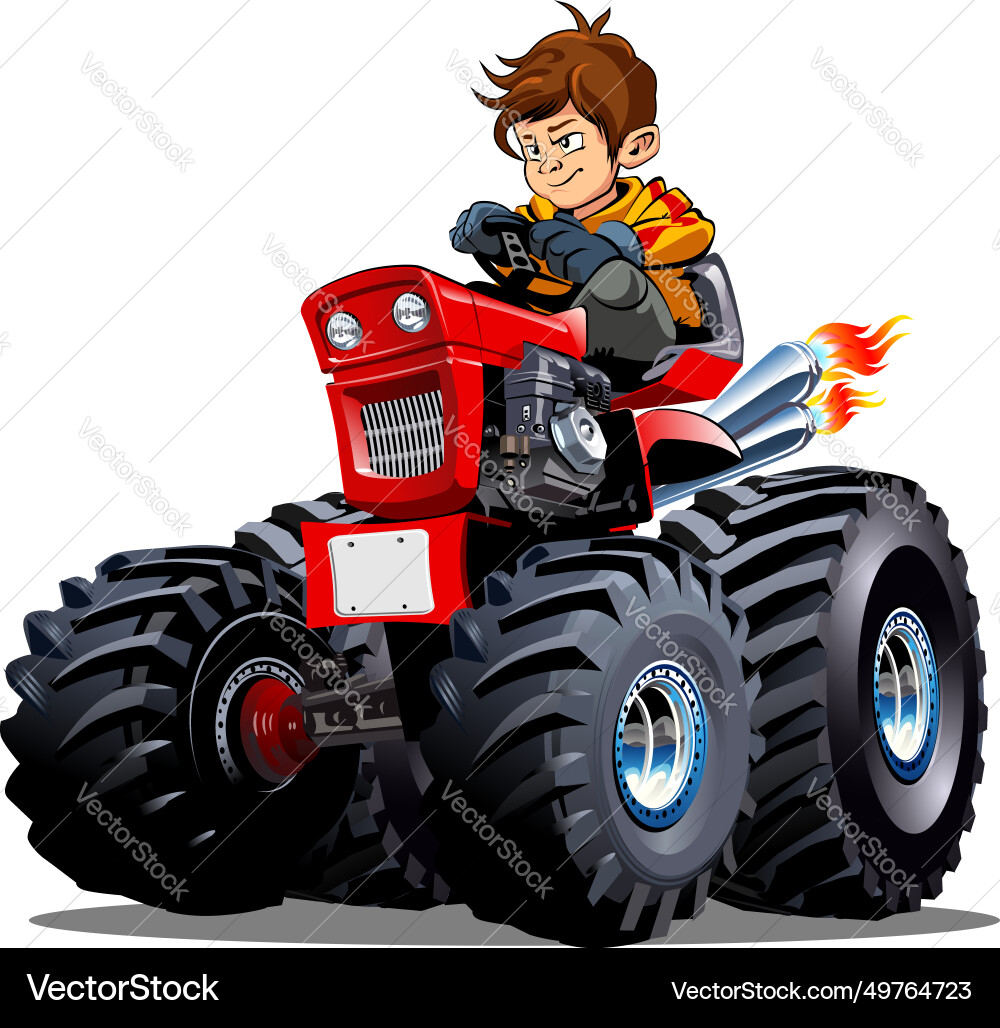 Cartoon tractor isolated on white Royalty Free Vector Image