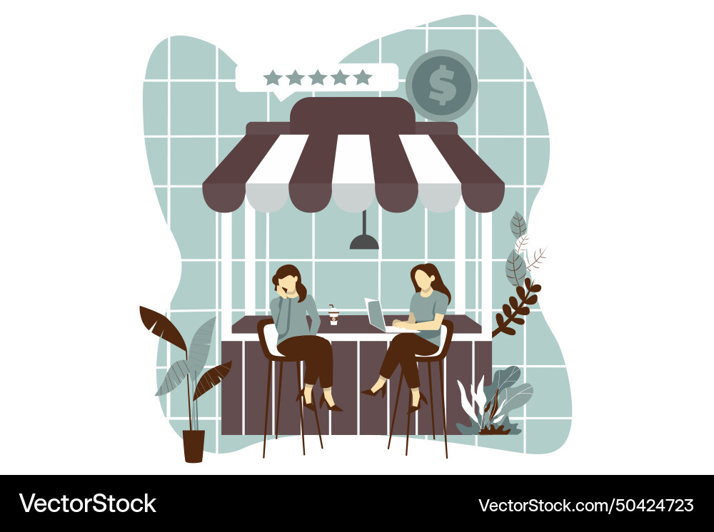 Coffee shop flat design Royalty Free Vector Image