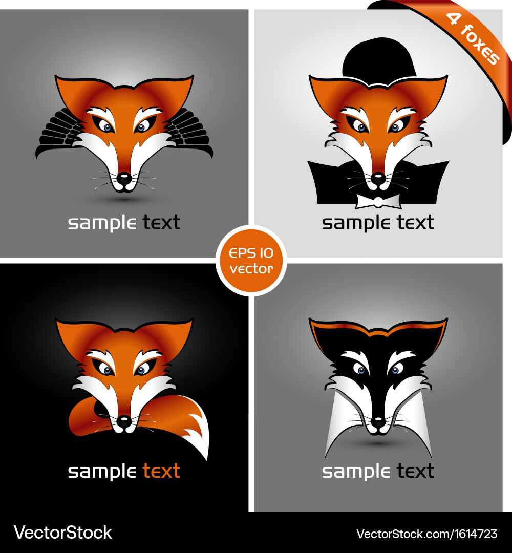 Four foxes Royalty Free Vector Image - VectorStock
