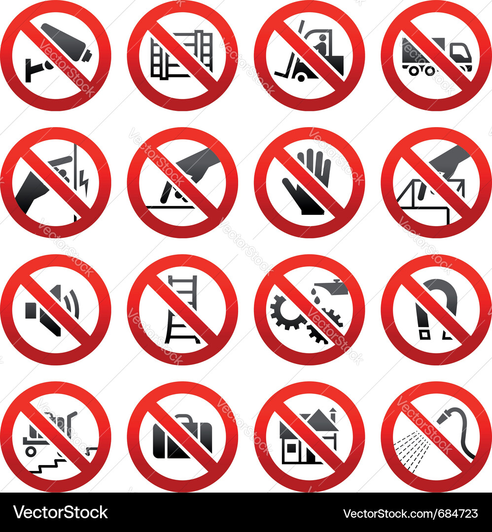 Industrial prohibited symbols Royalty Free Vector Image