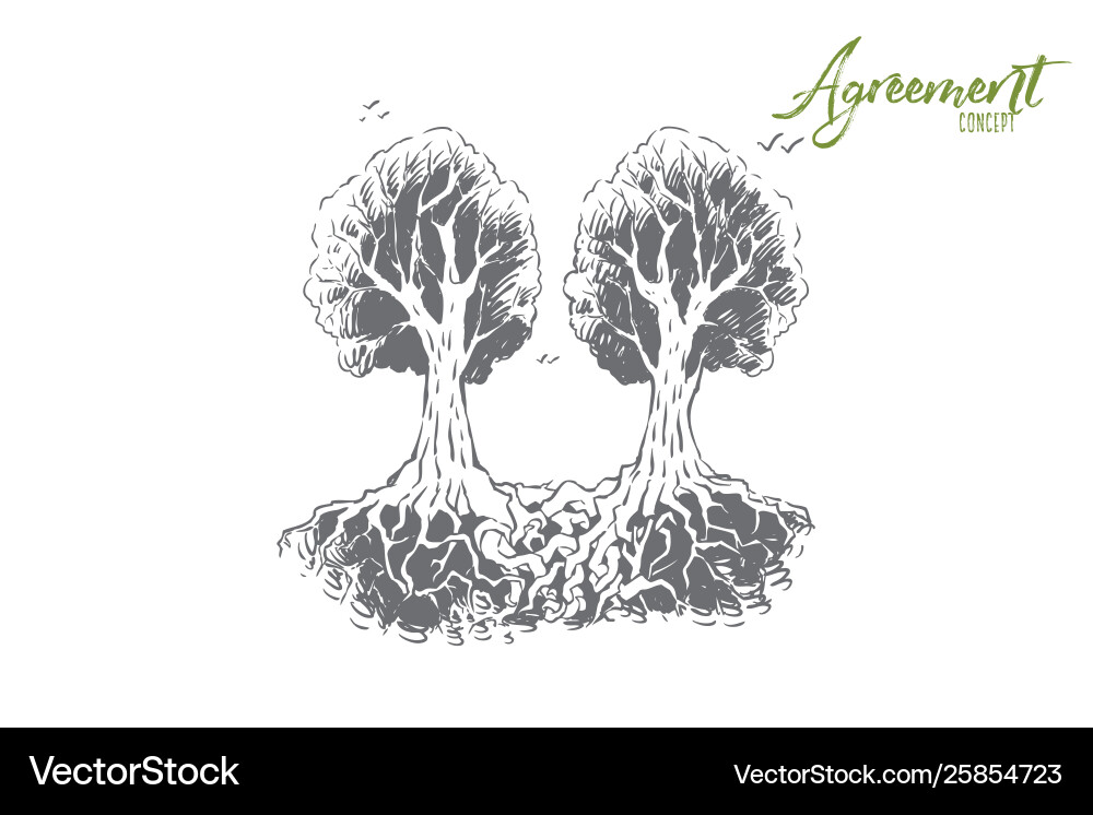 Intertwined tree roots inseparable objects Vector Image
