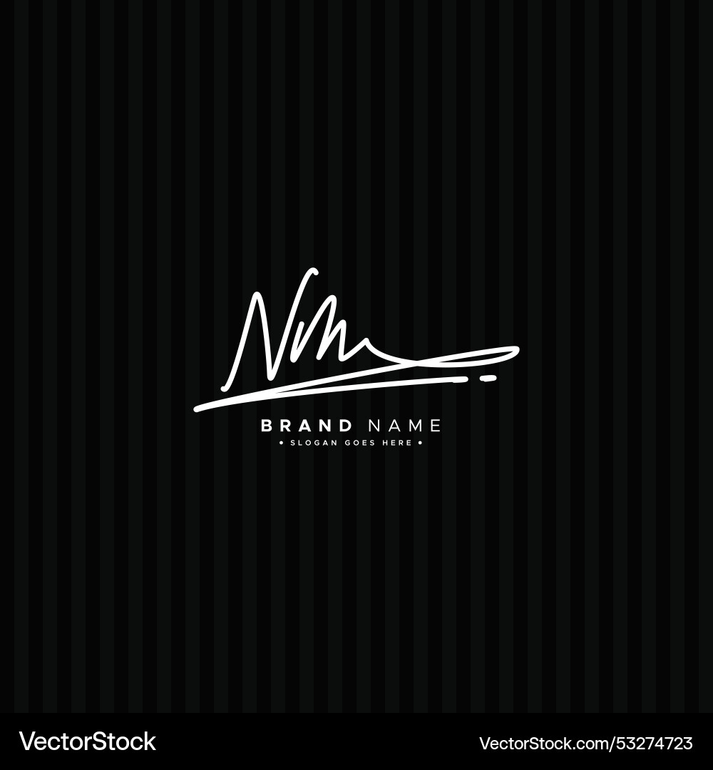 Nm signature logo - handwritten template Vector Image