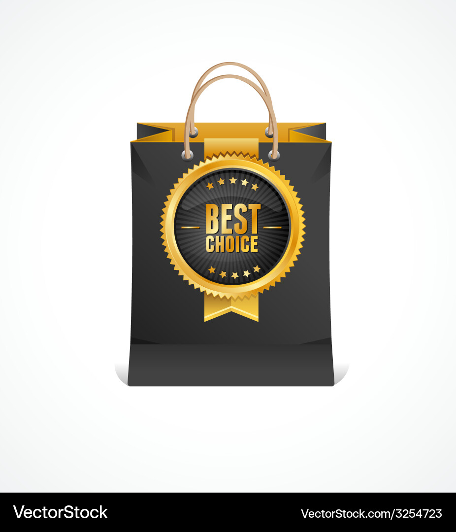 Paper bag and gold label best choice Royalty Free Vector