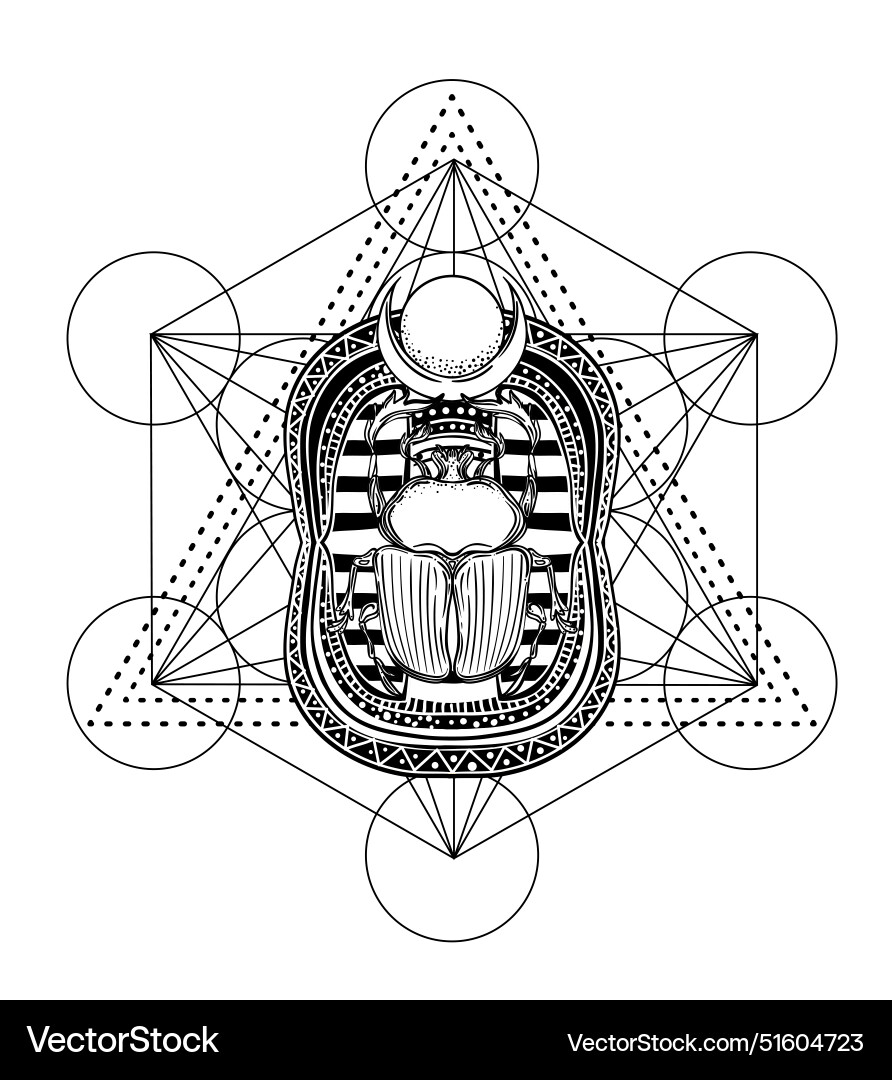 Sacred geometry with egypt symbol wings and all Vector Image