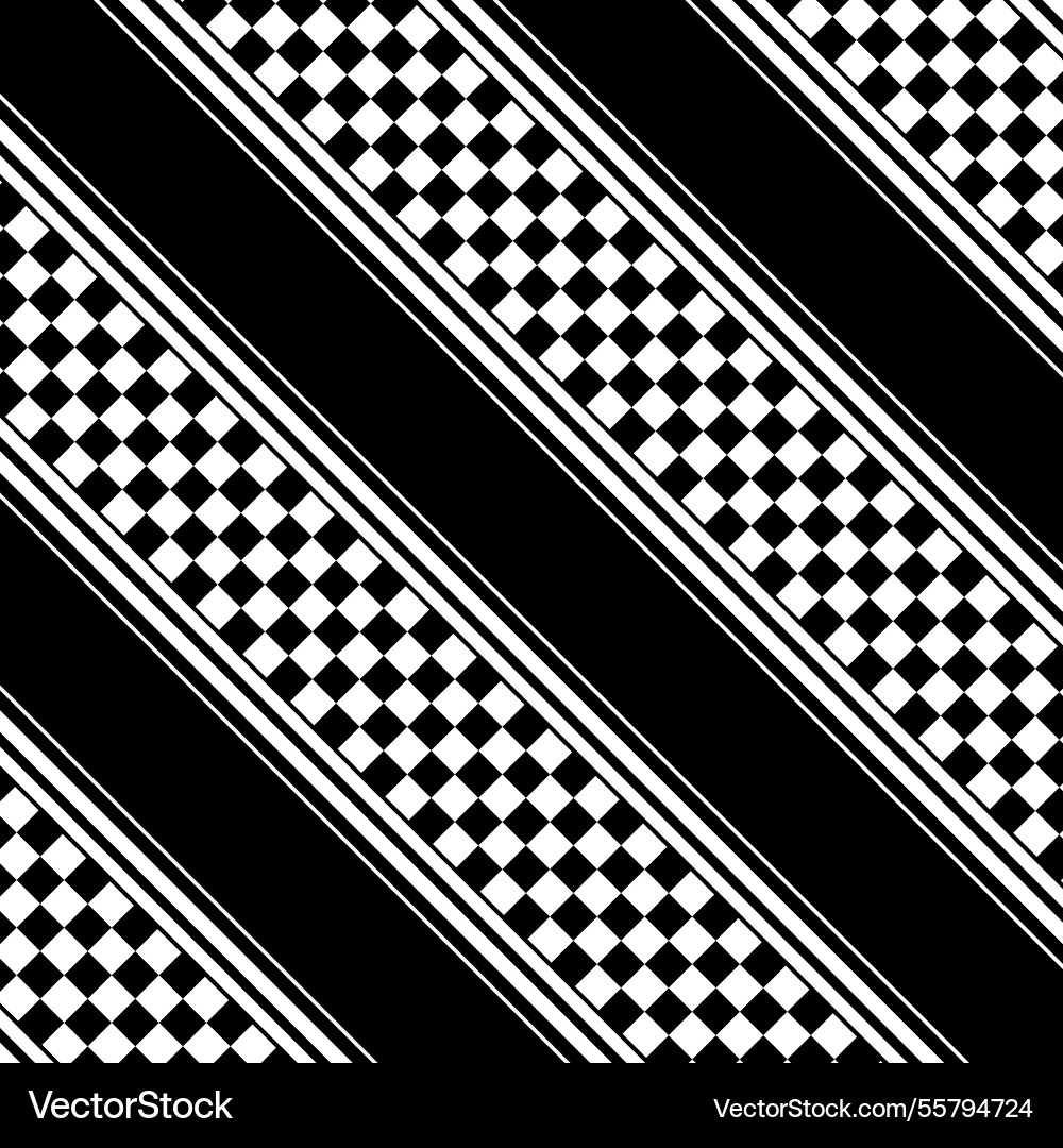 Black and white checkered diagonal pattern Vector Image