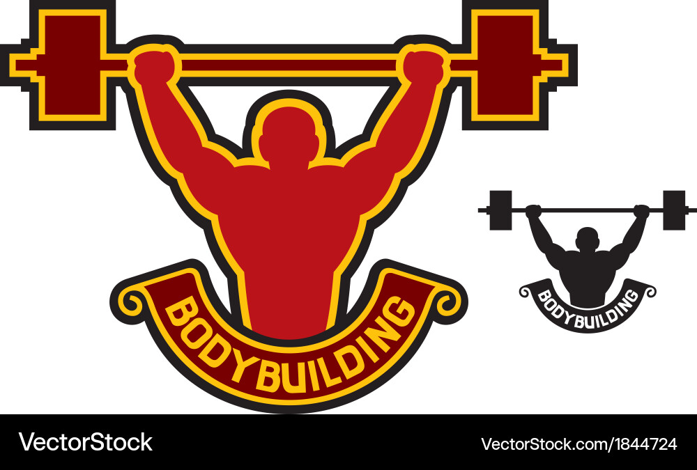 Bodybuilding badge - weightlifter Royalty Free Vector Image