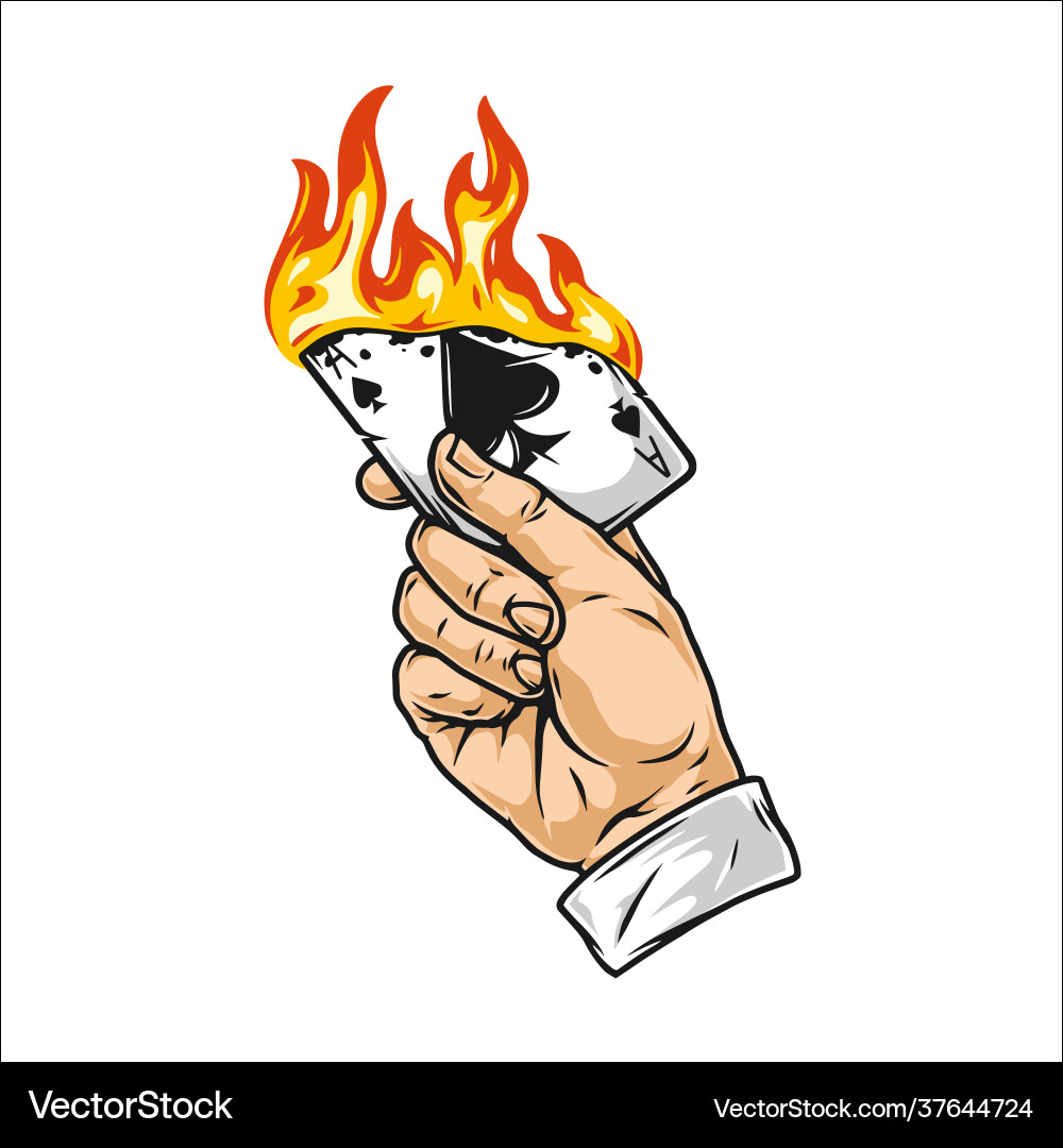 Burning Playing Card - Vintage Style Royalty Free Vector