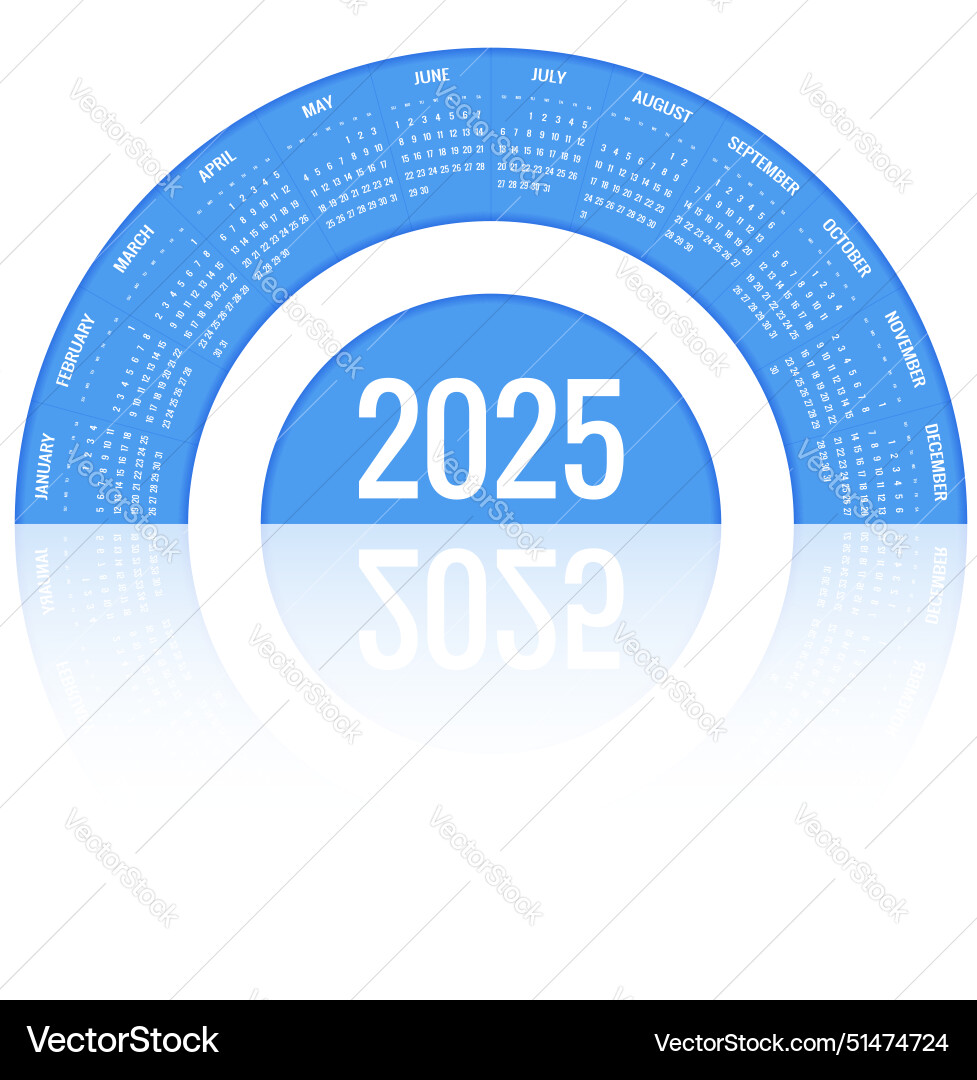 Calendar circle spiral planner for 2025 Royalty Free Vector