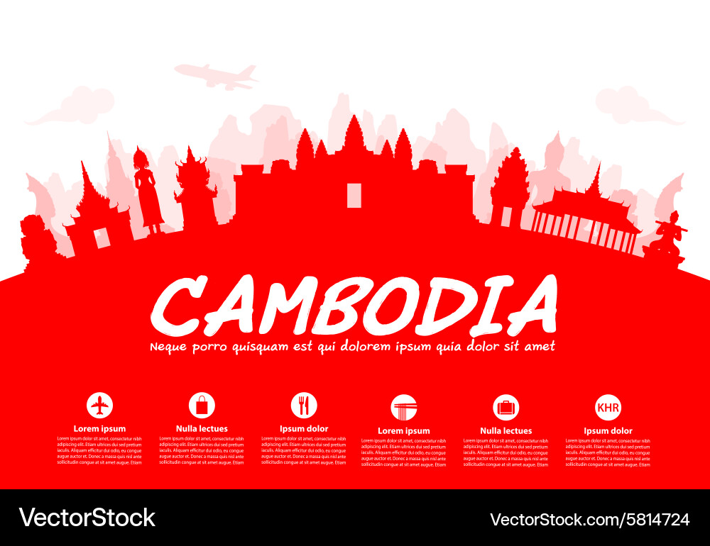 Cambodia travel landmarks Royalty Free Vector Image