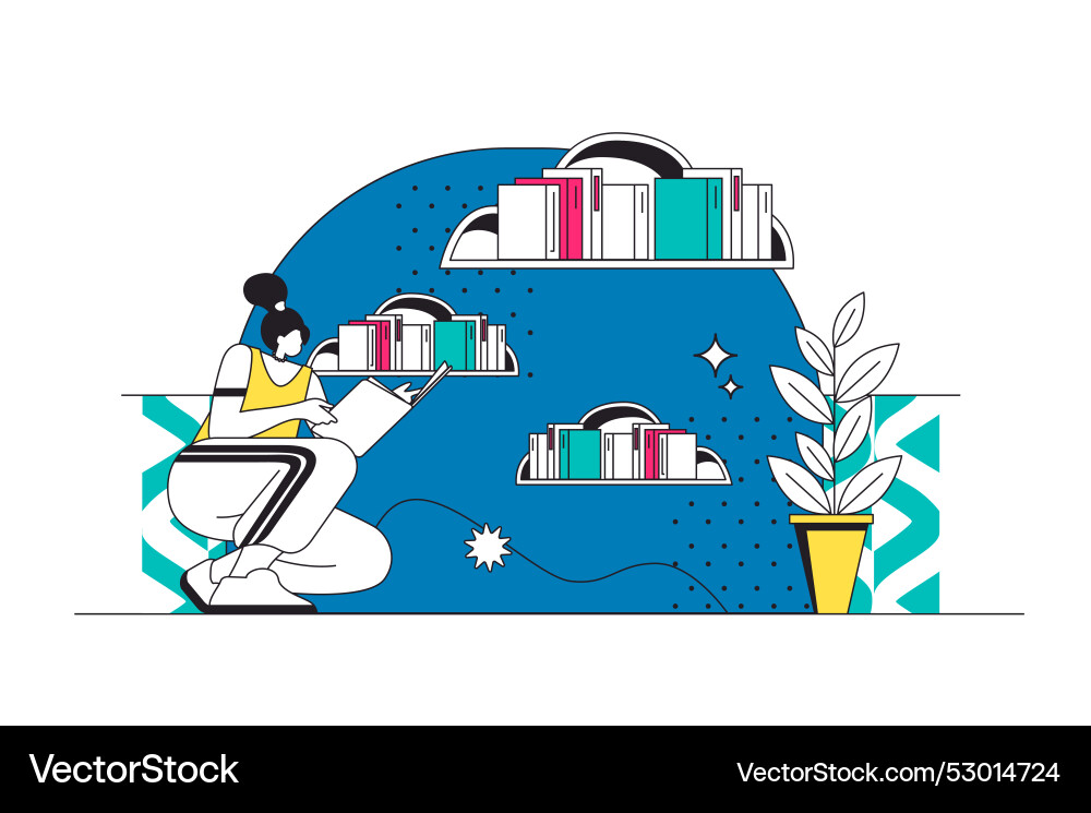 Cloud library outline Royalty Free Vector Image