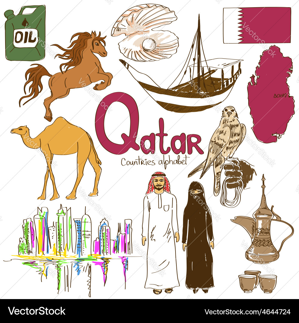 Collection of qatar icons Royalty Free Vector Image