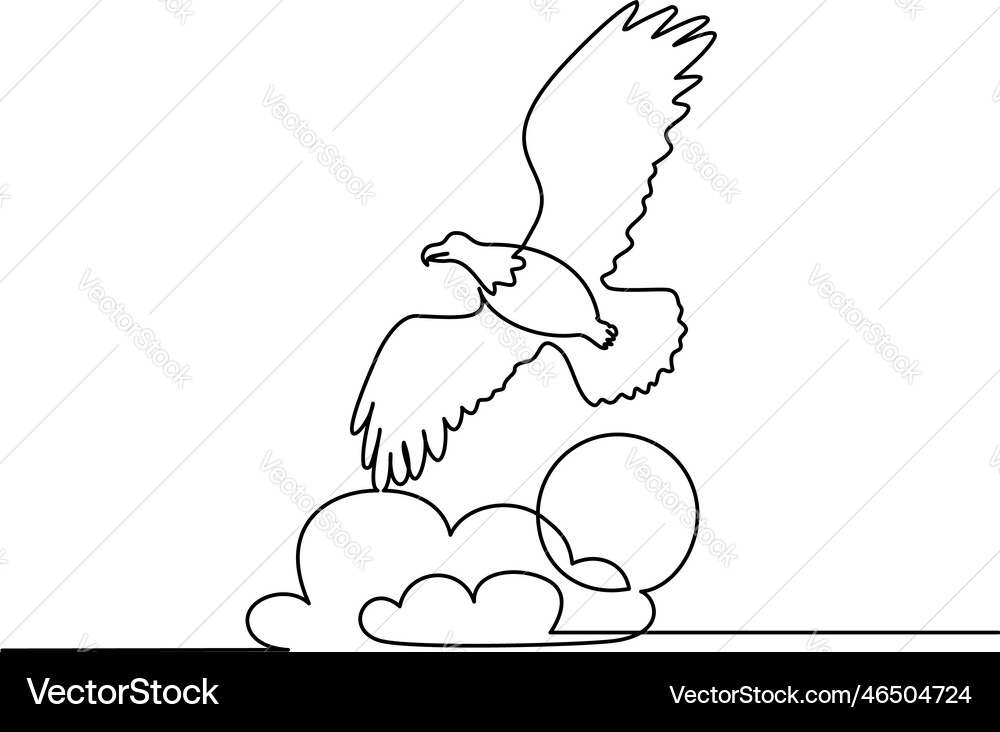 Condor eagle flying over clouds continuous one Vector Image
