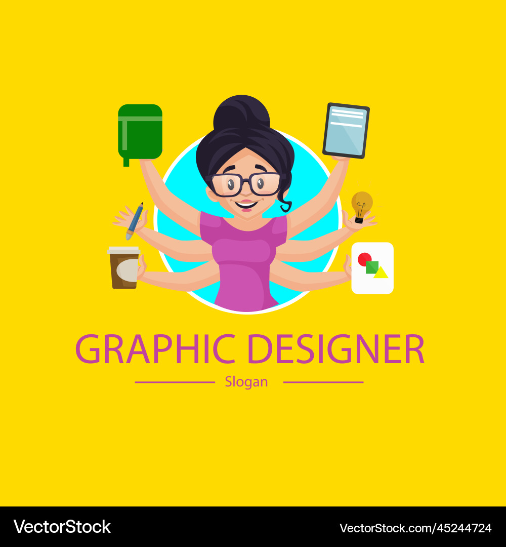 Graphic designer mascot logo Royalty Free Vector Image