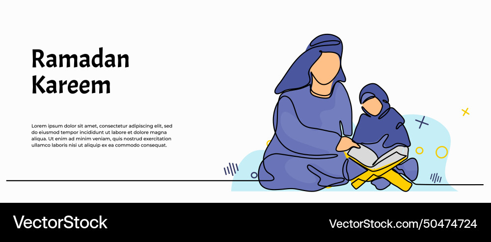 Muslim teach young children Royalty Free Vector Image